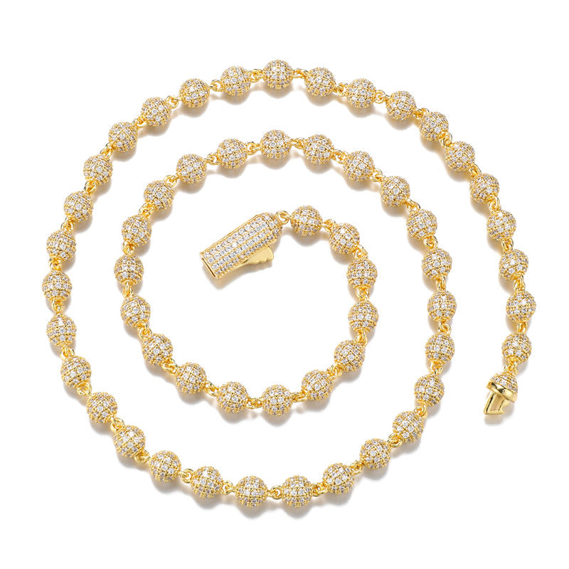 6mm iced out Ball Chain Moon Bead Necklace – VVSChain